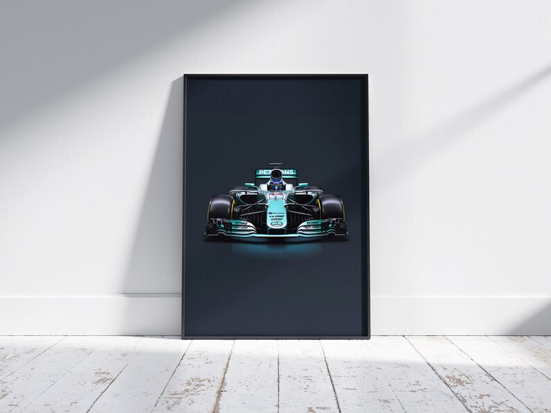 Lewis Hamilton F1 Car Poster Print, Mercedes AMG Petronas, Wall Art ...
