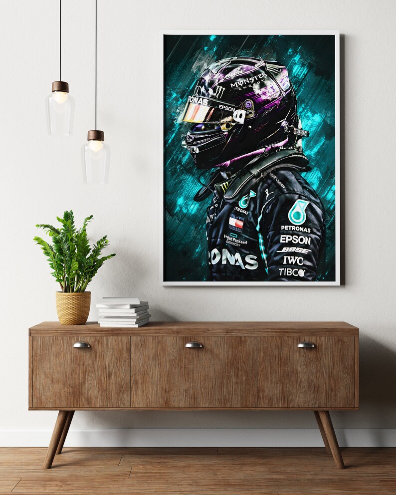 Lewis Hamilton Poster Print, F1 Helmet, Hamilton F1 Poster, Racing Wall ...
