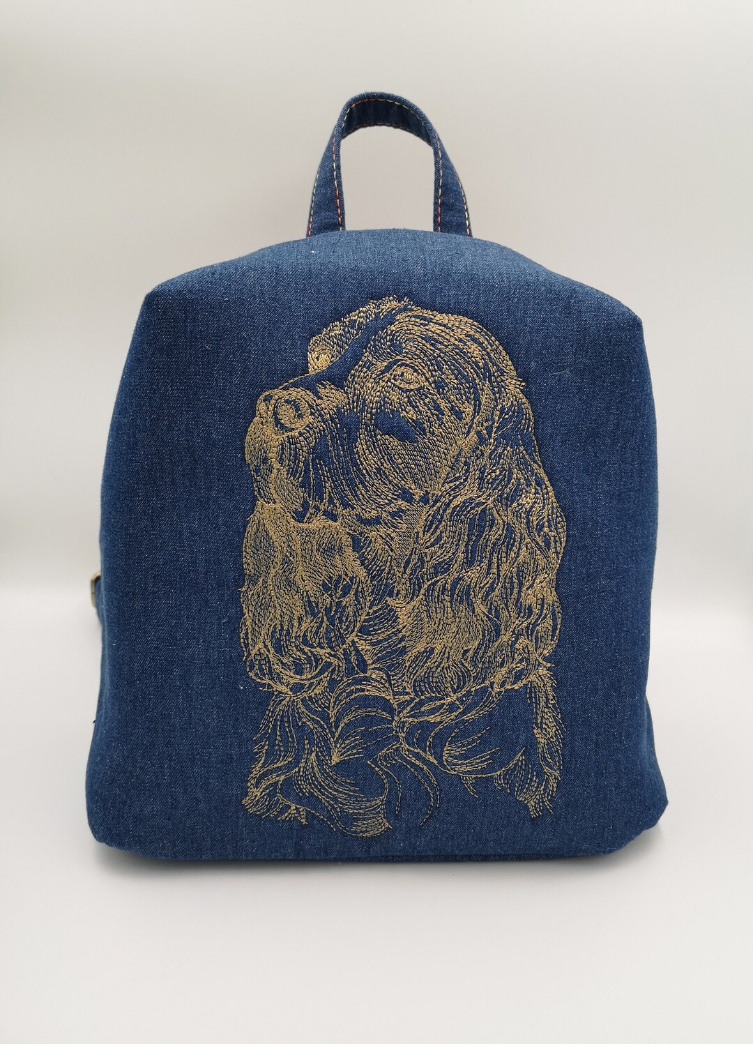 Denim Backpack, Embroidery Spaniel Dog, Rucksack Hand Made - Etsy