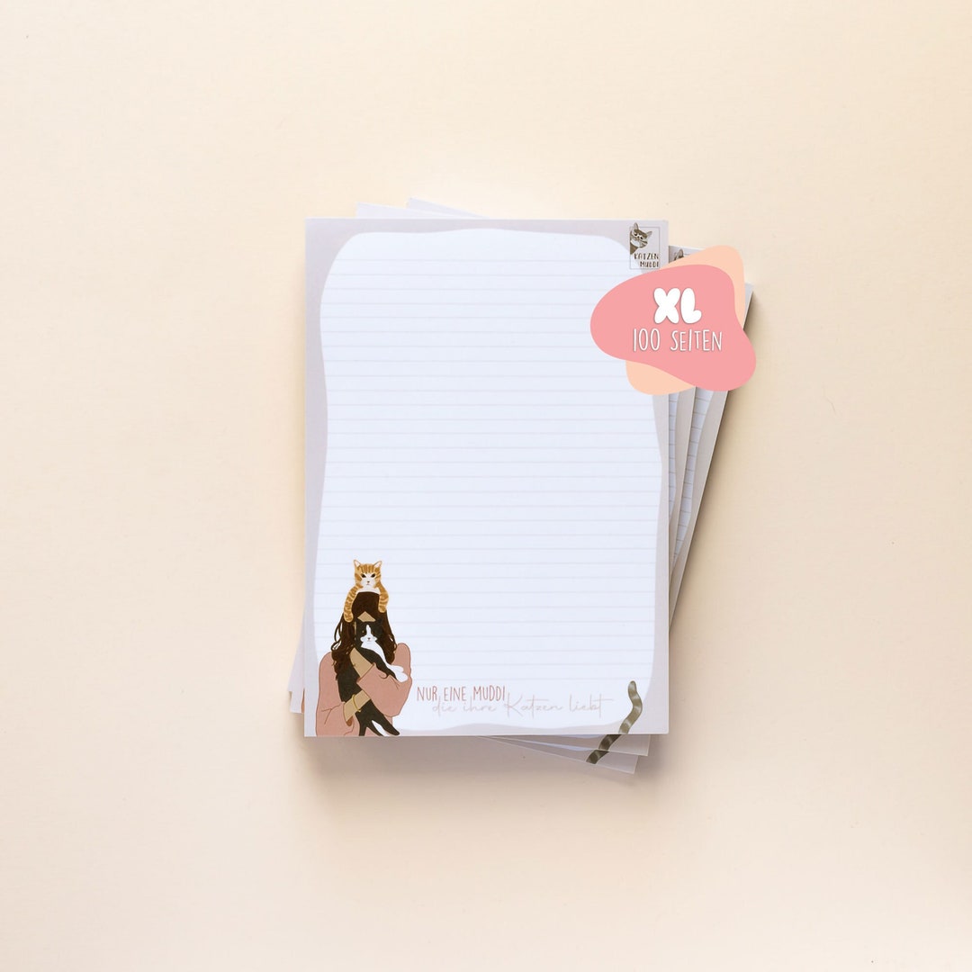 DIN A5 Pad, 100 Sheets, Notepad, Writing Pad, Cat Design, Cat Mom, Cat ...
