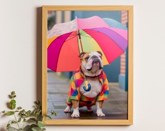 Bulldog Wall Art, Gift for Bulldog Lovers, Pet Portrait, Bulldog ...