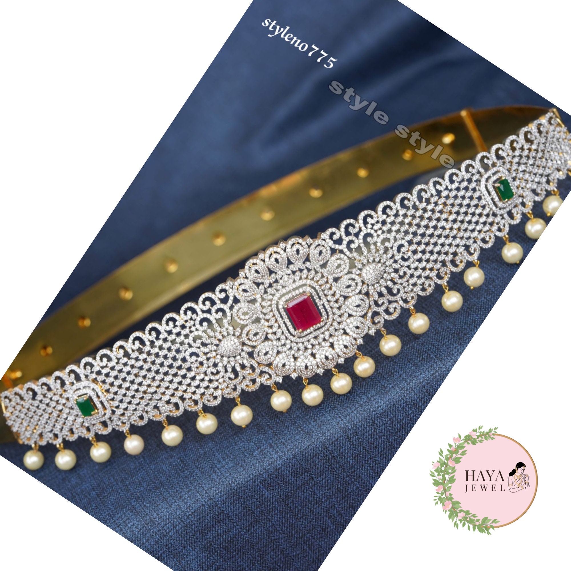 American Diamond Hipbelt Saree Belt Hip Chain Kamarbandh Waist Belt ...