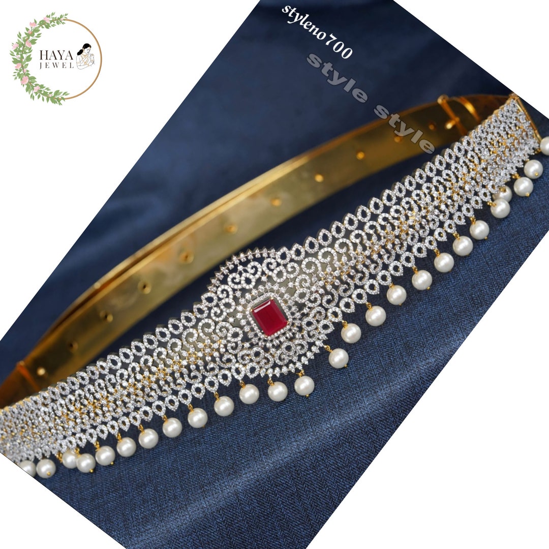 American Diamond Hipbelt Saree Belt Hip Chain Kamarbandh Waist Belt ...