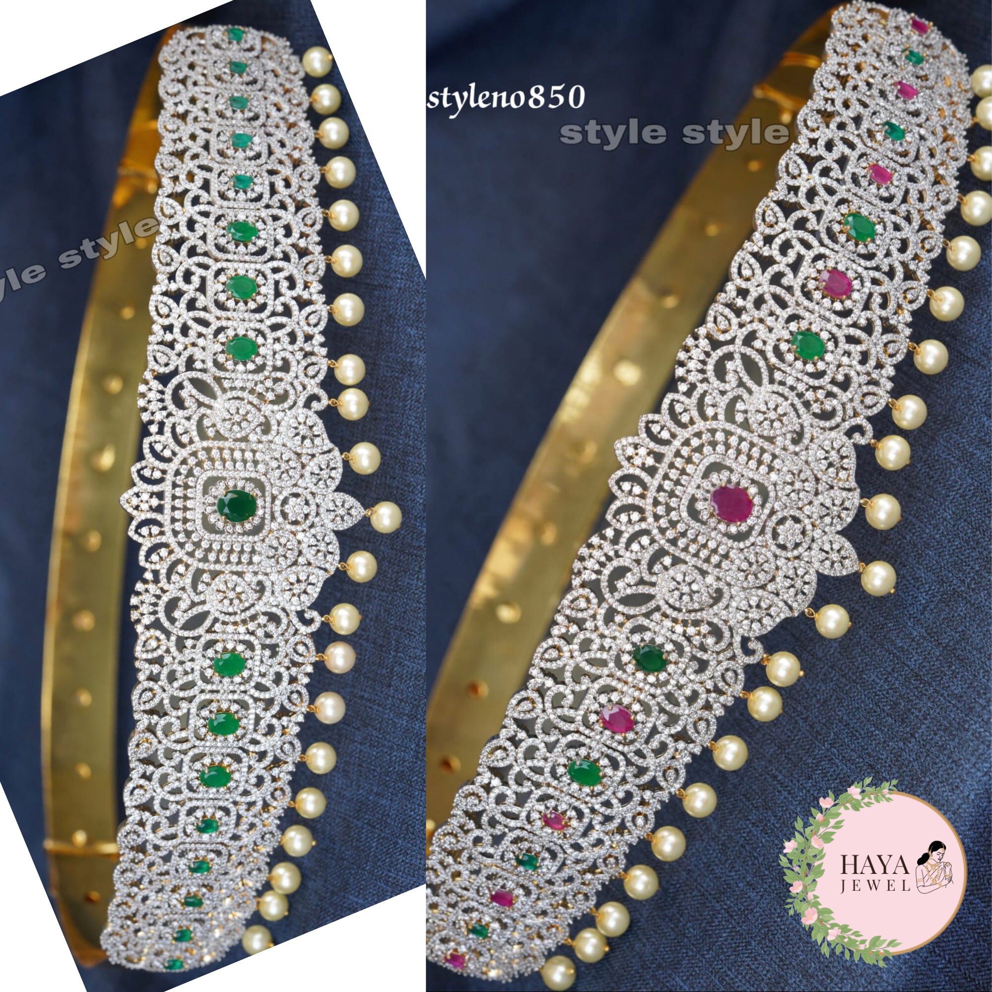 American Diamond Hipbelt Saree Belt Hip Chain Kamarbandh Waist Belt ...