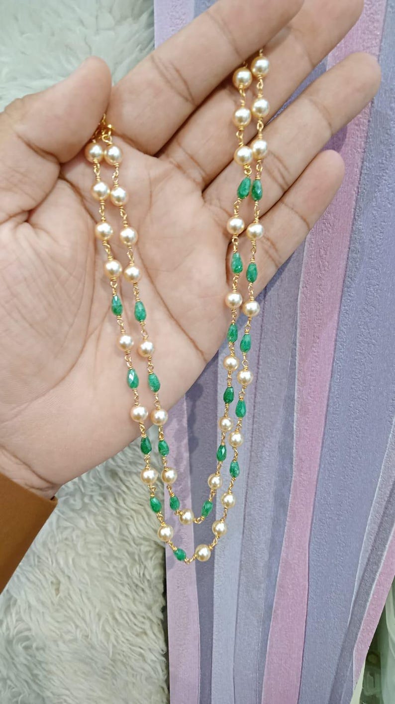 Three Layer Long Pearl Necklace Kundan Indian Pakistani Jewelry ...