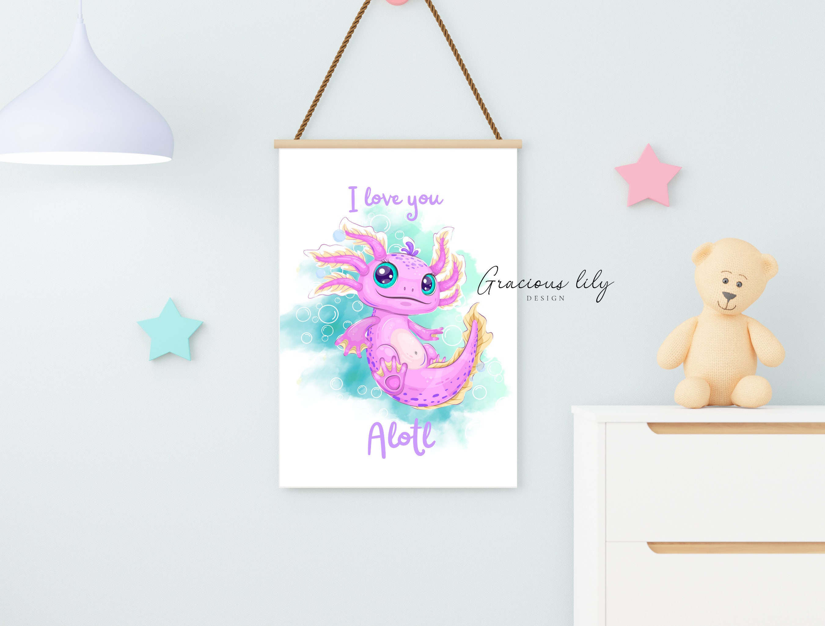 Axolotl Wall Art, Kids Room, Gift, Instant Download - Etsy