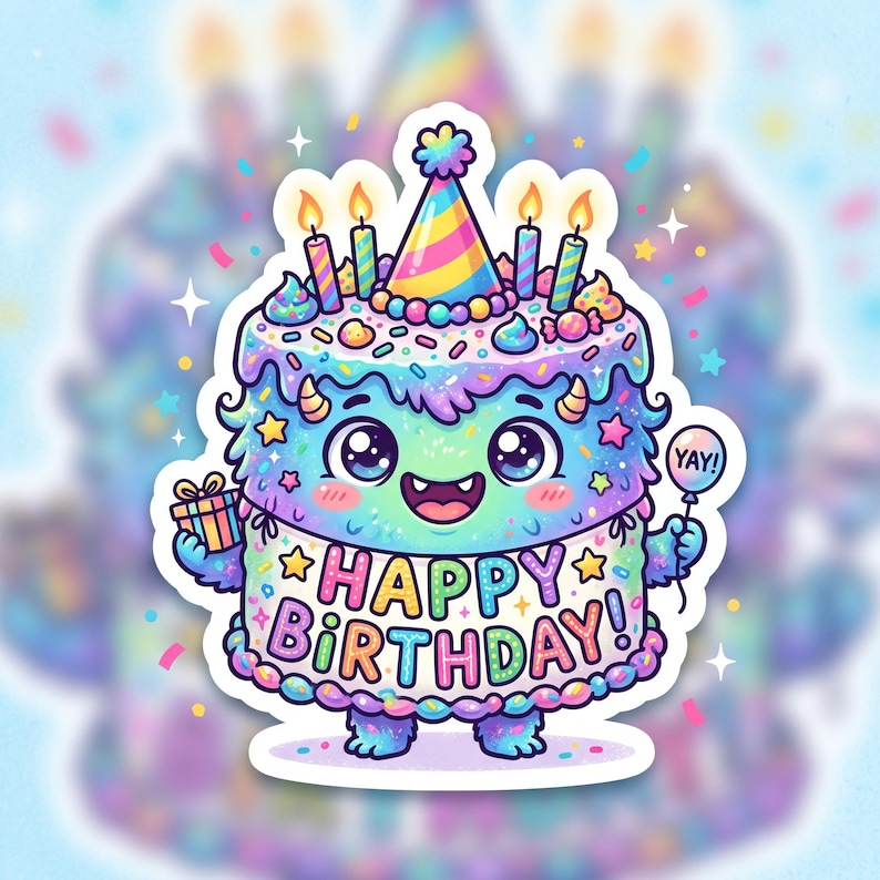 Happy Birthday PNG SVG Bundle, Birthday Sticker Pack, Sublimation Files ...