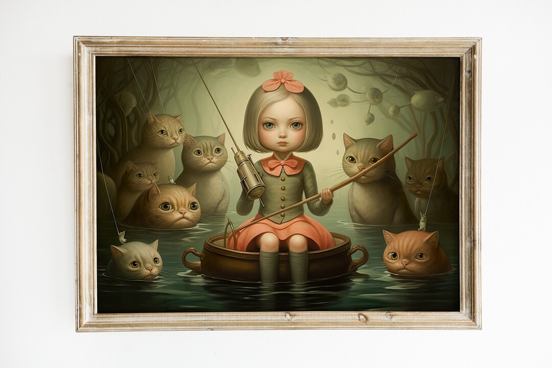Intriguing Aquatic Cats: Artwork Inspired by Mark Ryden. Digital ...