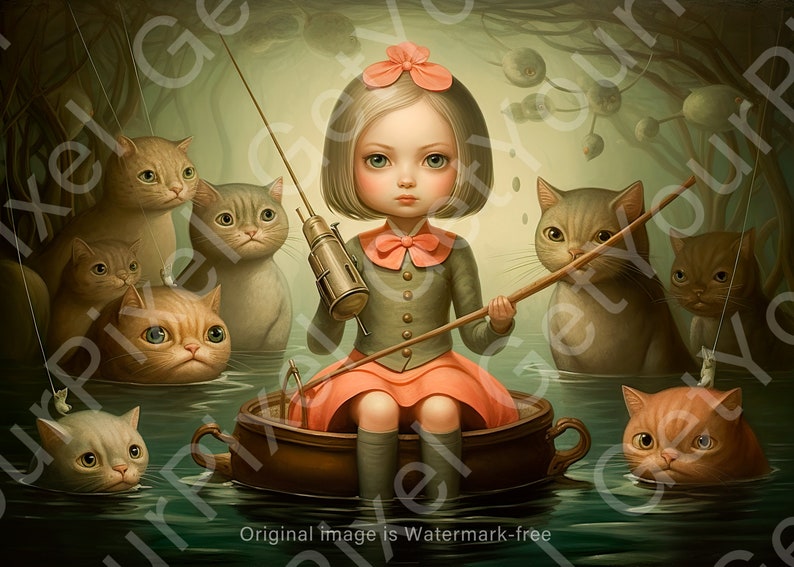 Intriguing Aquatic Cats: Artwork Inspired by Mark Ryden. - Etsy