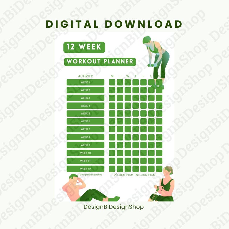 12 Week Workout Planner for Easy Weight Loss Strategy,printable ...