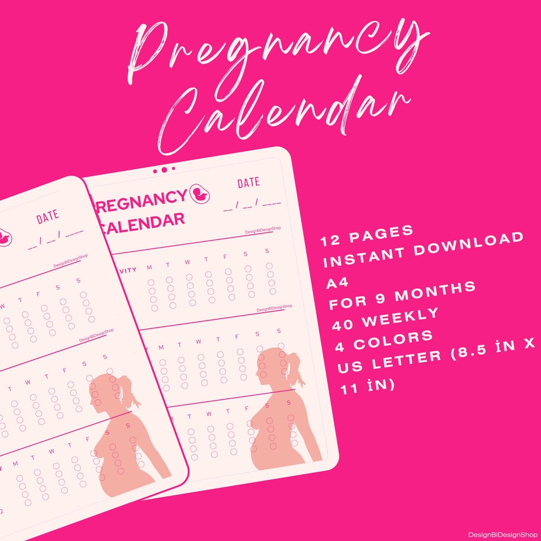 40 Week Pregnancy Calendar, Pregnancy Countdown Calendar, Pregnancy ...