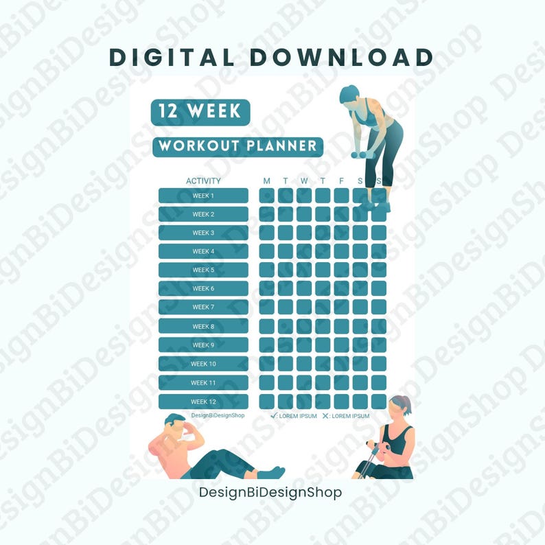 12 Week Workout Planner for Easy Weight Loss Strategy,printable ...