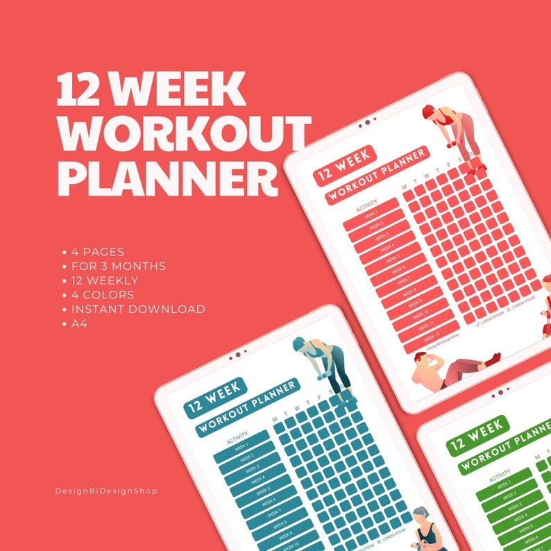 12 Week Workout Planner for Easy Weight Loss Strategy,printable ...