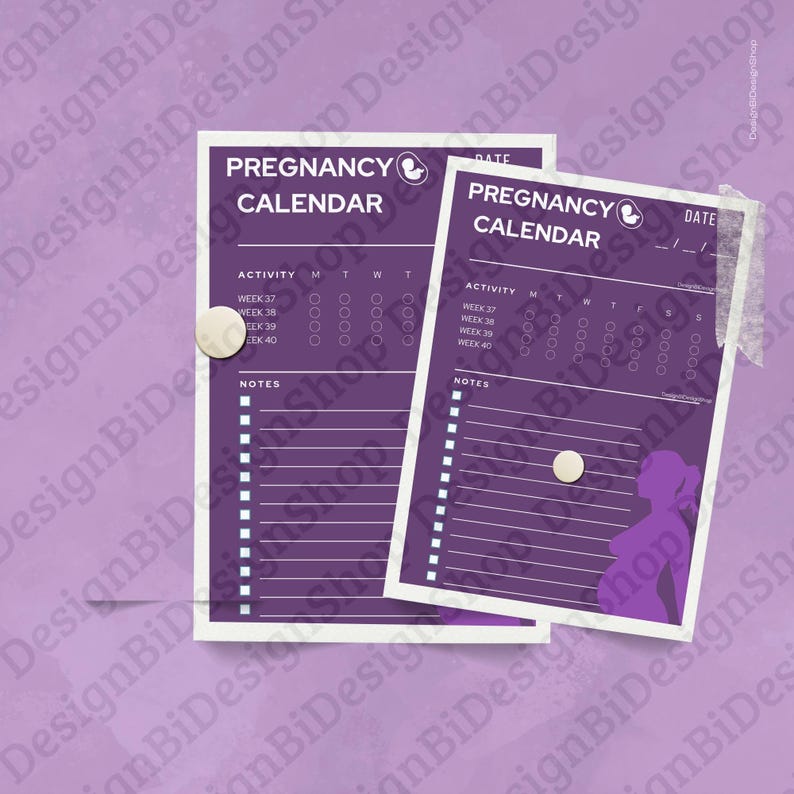 40 Week Pregnancy Calendar, Pregnancy Countdown Calendar, Pregnancy ...