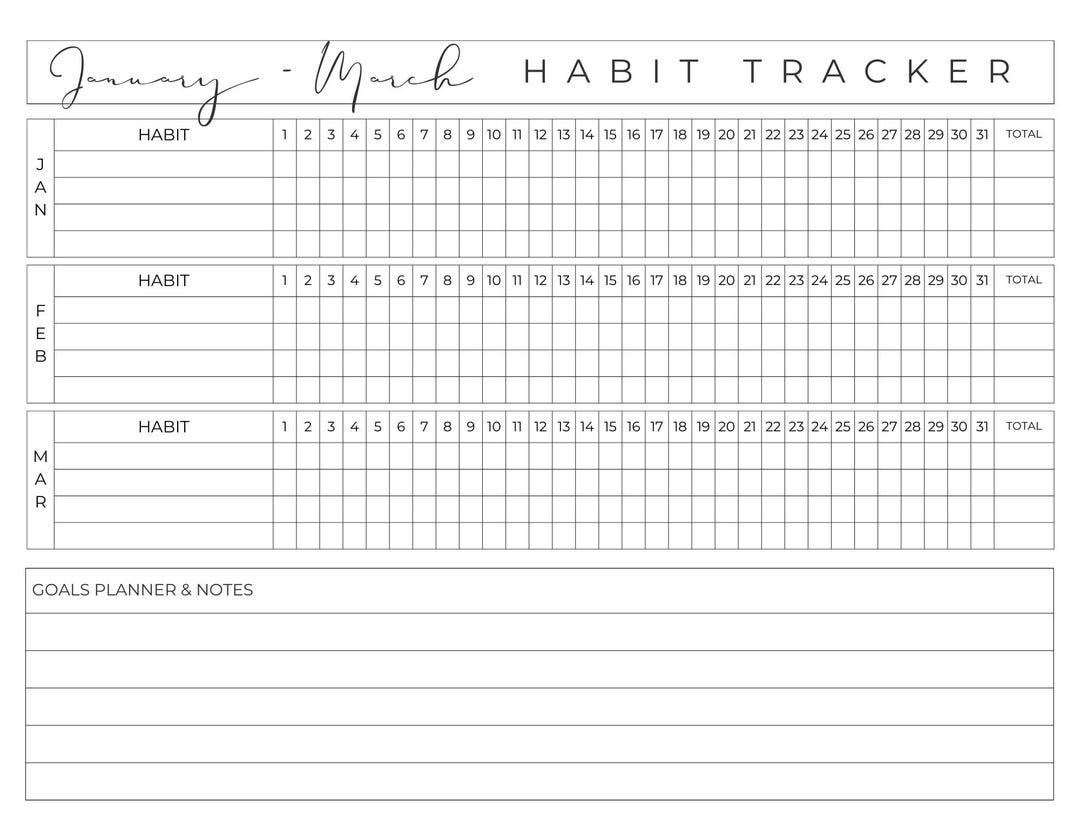 12 Month Daily Habit Tracker Printable PDF - Etsy