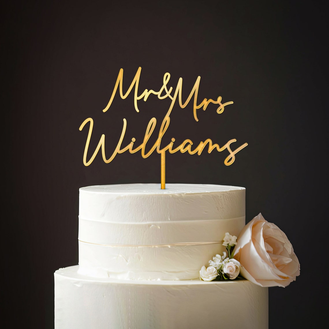Custom Wedding Cake Topper, Gold Mirror Cake Topper, Mr and Mrs Cake ...