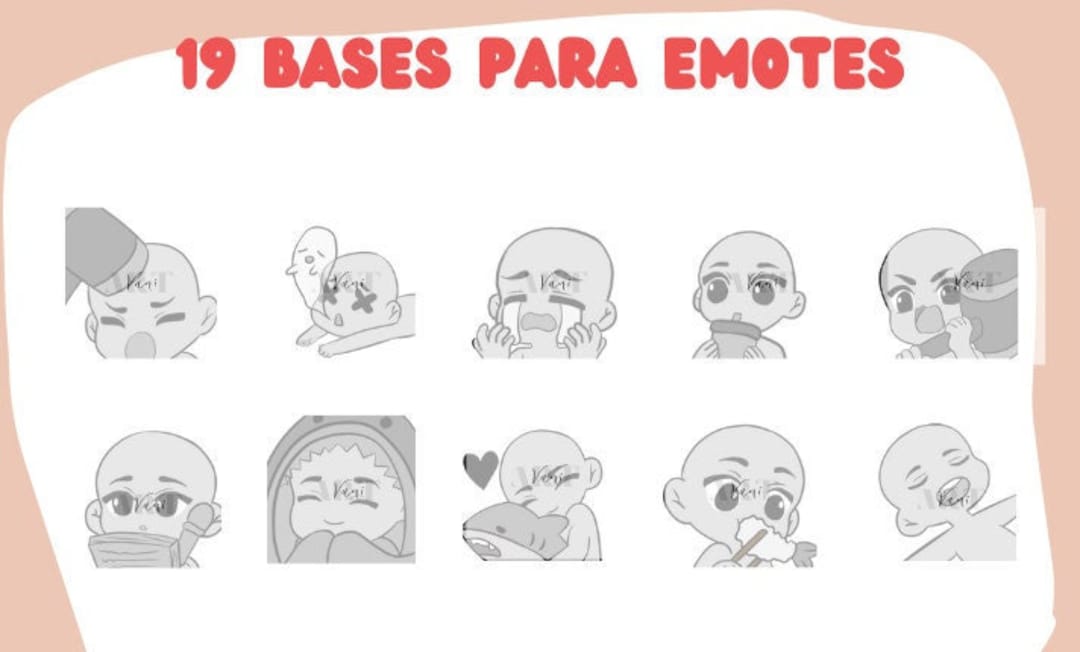 Base Emote Pack / 19 Human Chibi Emote Template / Templates for Twitch ...