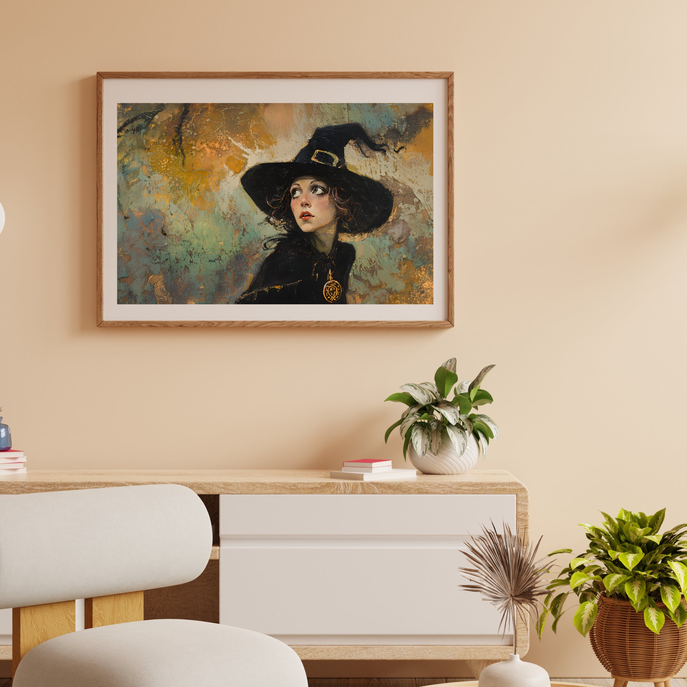 The Witch Painting Wall Art. Halloween Decor Witch Wall Art Digital ...