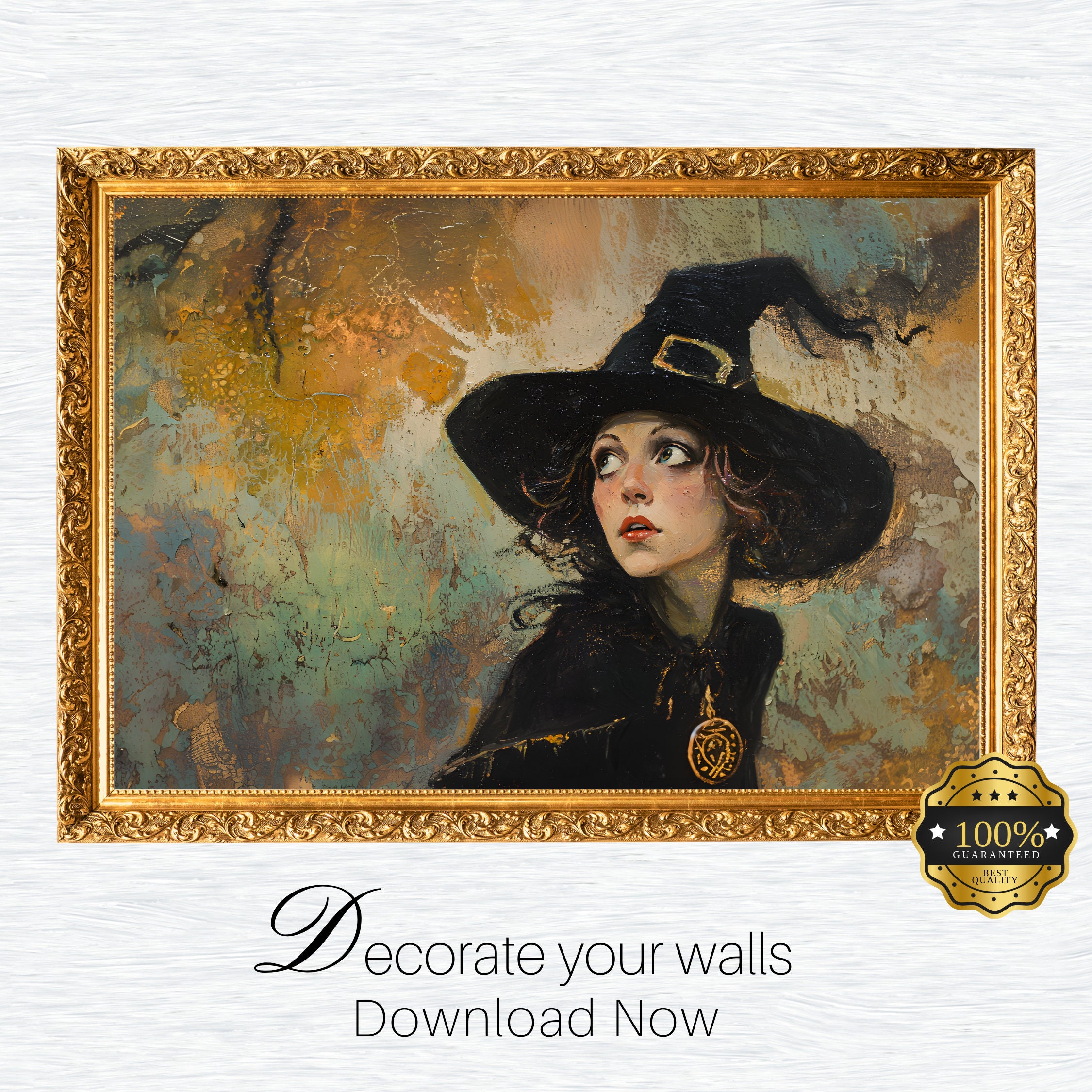 The Witch Painting Wall Art. Halloween Decor Witch Wall Art Digital ...