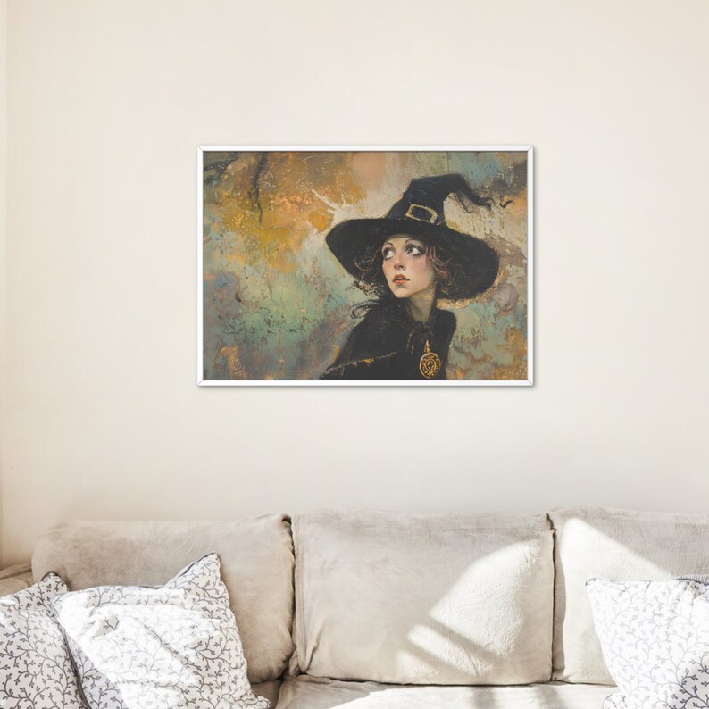 The Witch Painting Wall Art. Halloween Decor Witch Wall Art Digital ...