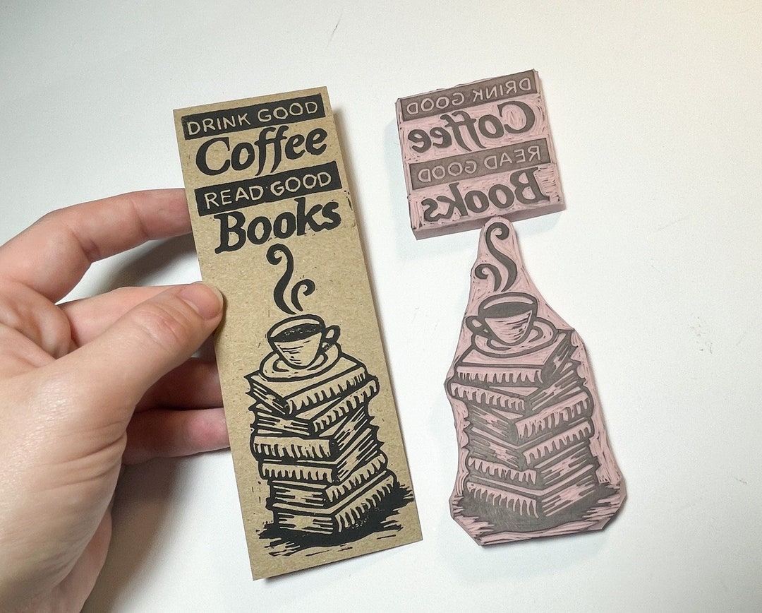 Coffee Bookmark 2x6 Linoleum Print High-quality - Etsy