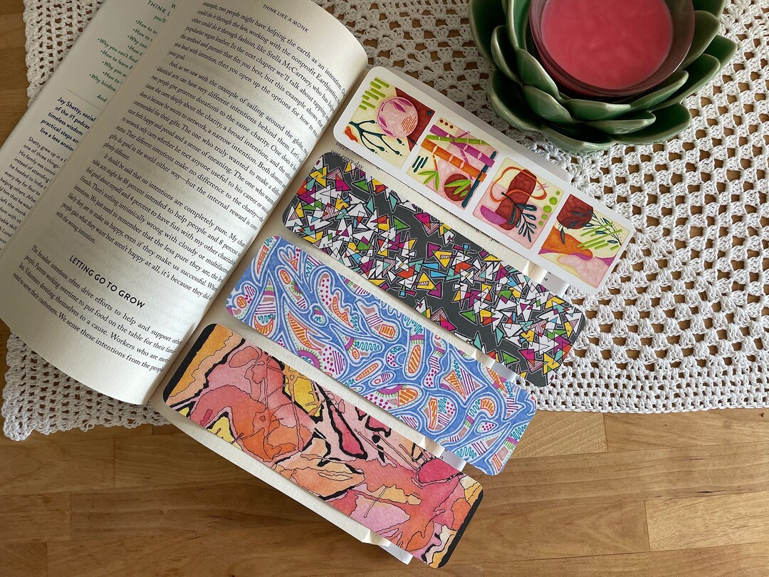 Illustration Bookmarks, Set of 4 High-quality Vibrant Unique Doodle ...