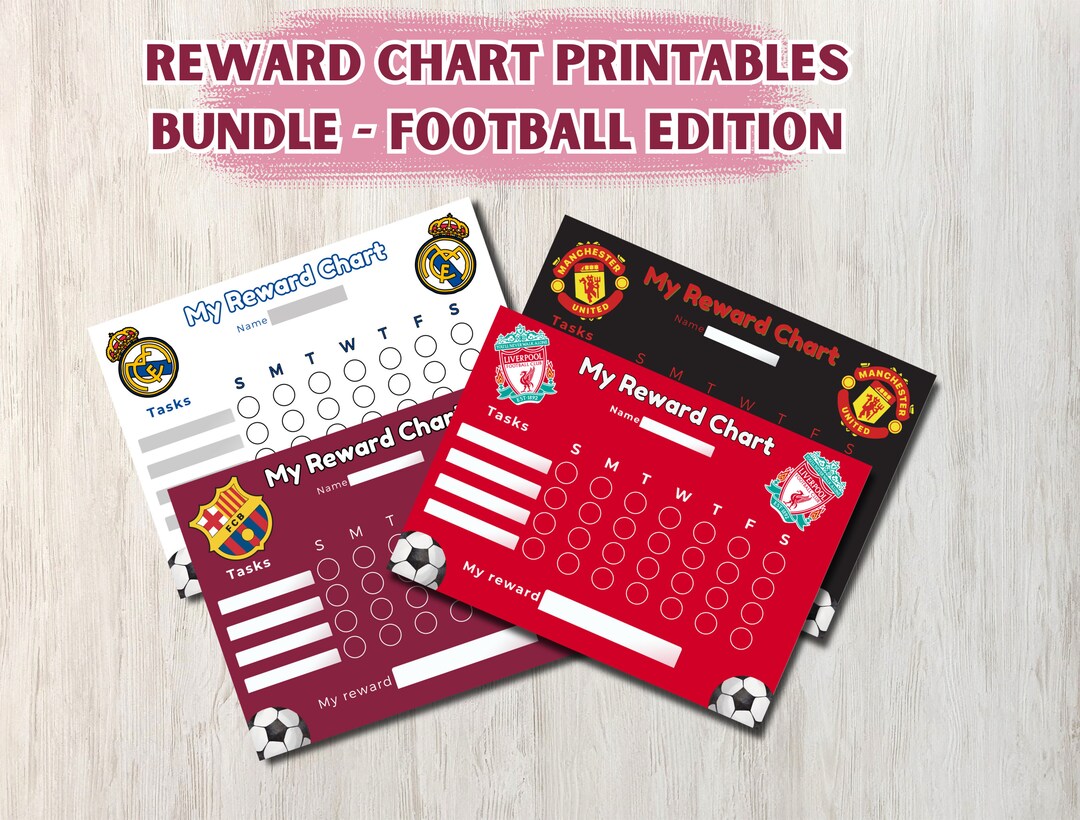 Football Fun Sticker Charts Bundle, Printable Reward Charts for Kids ...