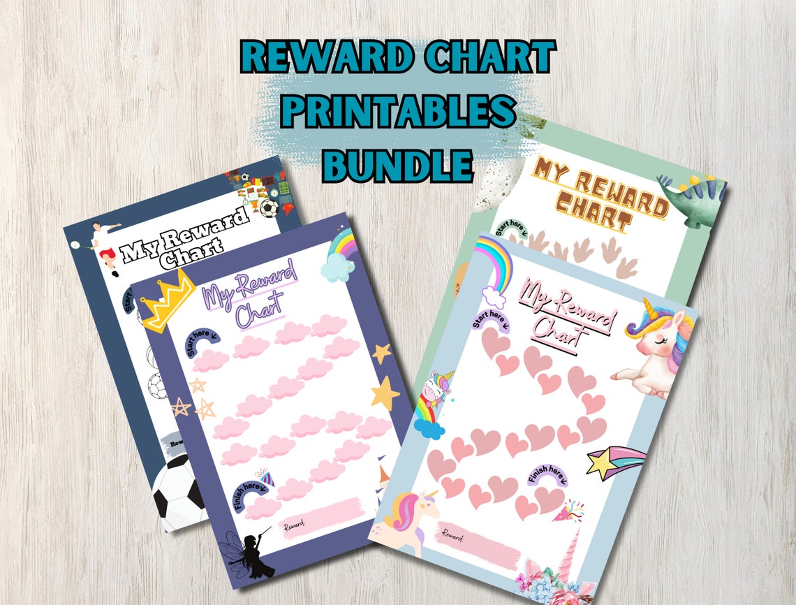 A4 Printable Reward Charts for Kids, Homeschool Sticker Charts Bundle ...