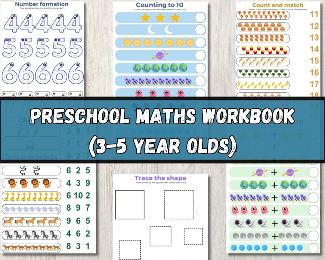 Preschool Curriculum Maths Workbook - Kindergarten Nursery Toddlers ...