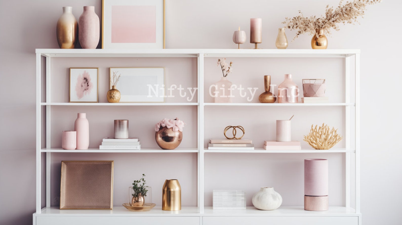Boho Chic Pink Shelving Zoom Background X5 | Feminine Background for ...