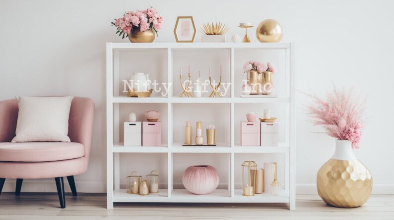 Boho Chic Pink Shelving Zoom Background X5 | Feminine Background for ...