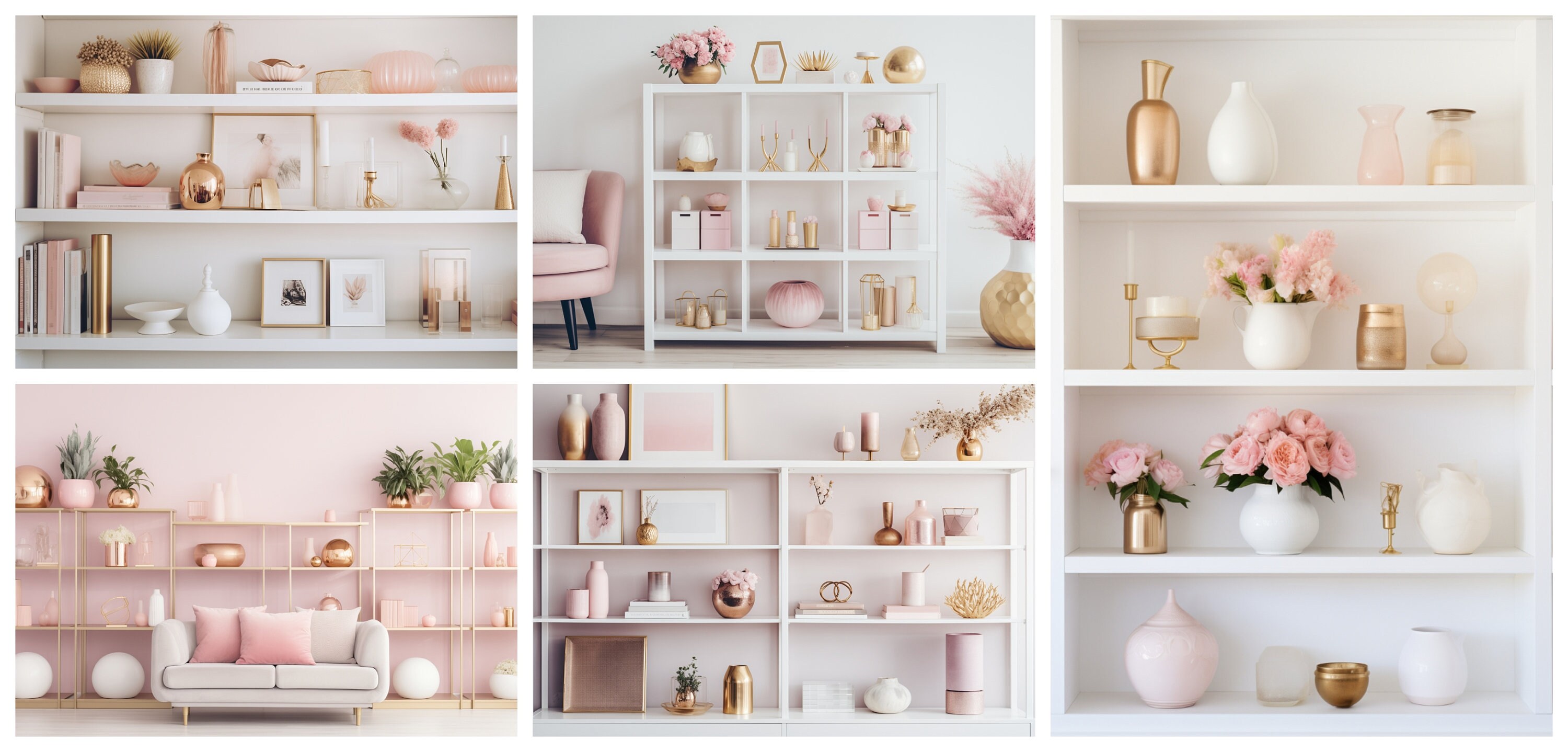 Boho Chic Pink Shelving Zoom Background X5 | Feminine Background for Zoom | Valentine's Day ...