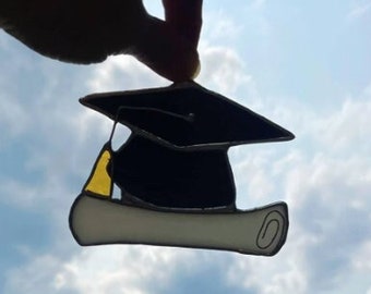 Handmade Stained Glass Graduation Cap Suncatcher - Etsy