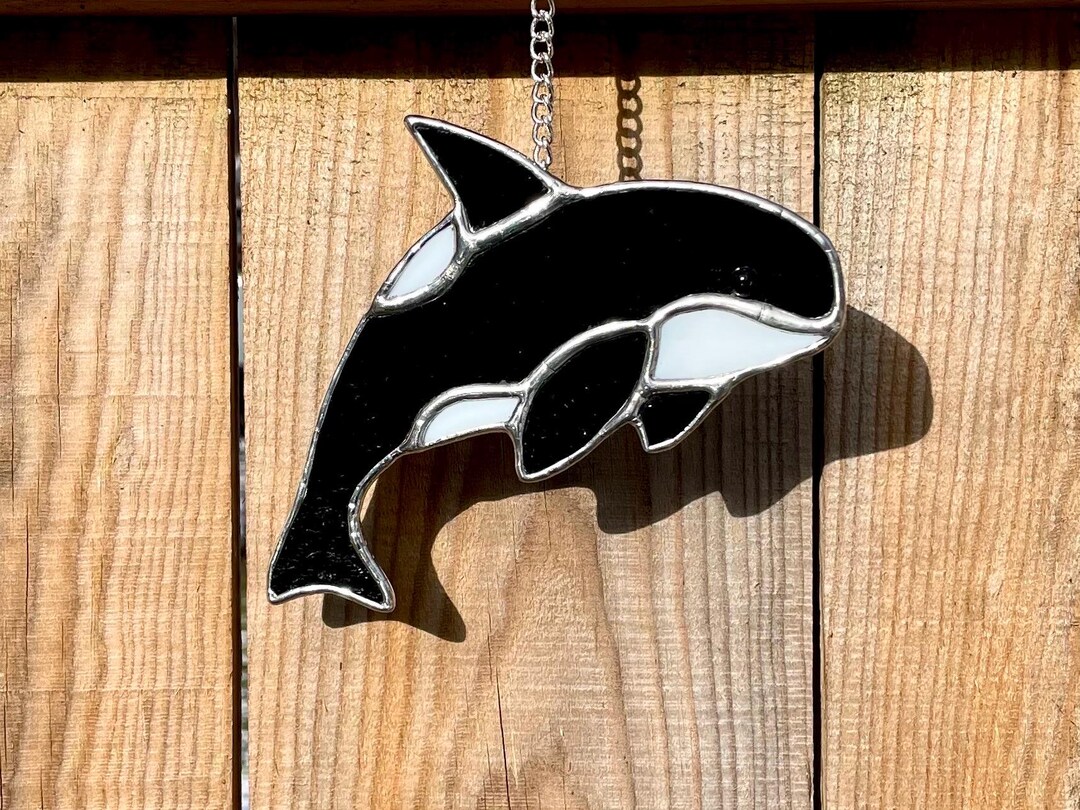 Orca Killer Whale Stained Glass, Glass Art, Suncatcher, Unique Home ...