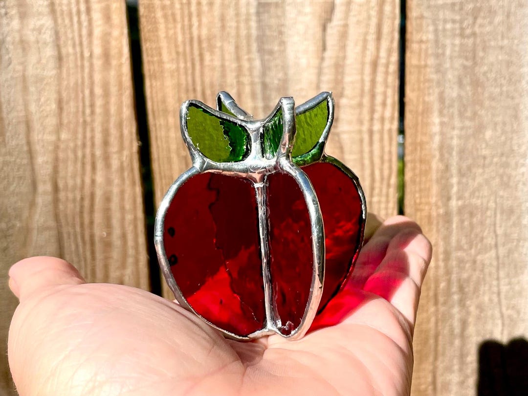 3D Red Apple Stained Glass, Suncatcher, Unique Home Décor, Unique Gift ...