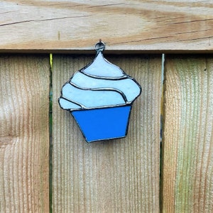 Iridescent White Cupcake Stained Glass, Glass Art, Suncatcher, Unique ...