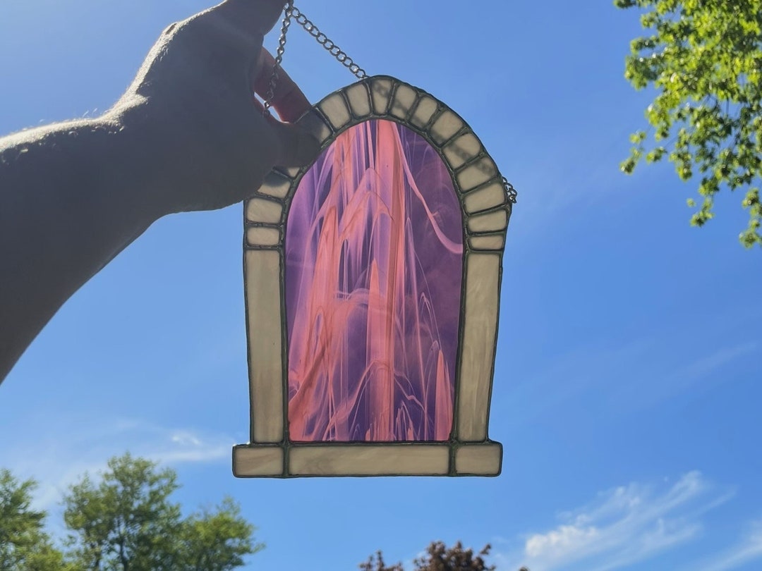 Pretty Pink Stained Glass Portal Suncatcher: Unique Home Decor - Etsy