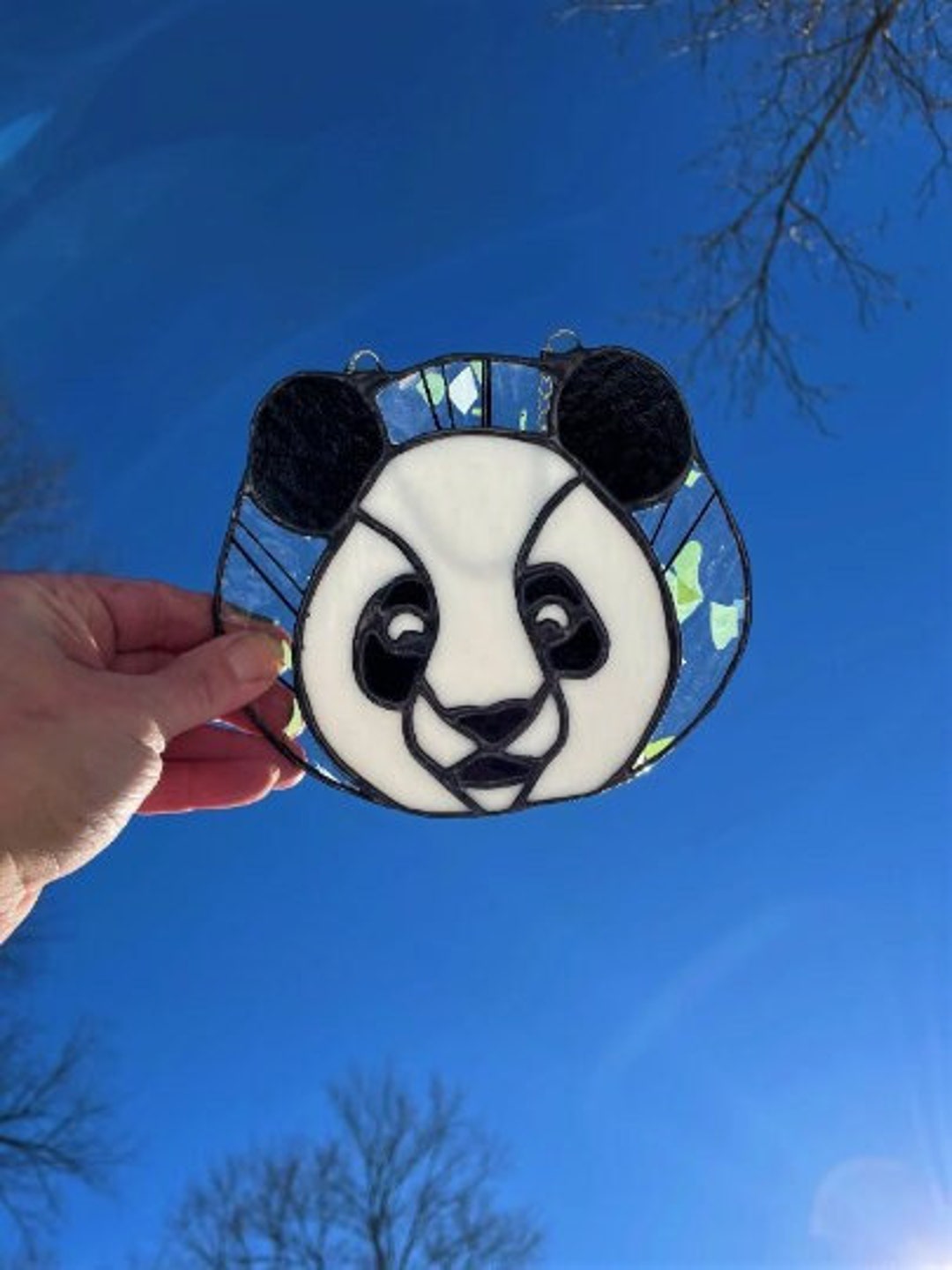 Bamboo Panda Stained Glass, Suncatcher, Window Hangings, Unique Home ...
