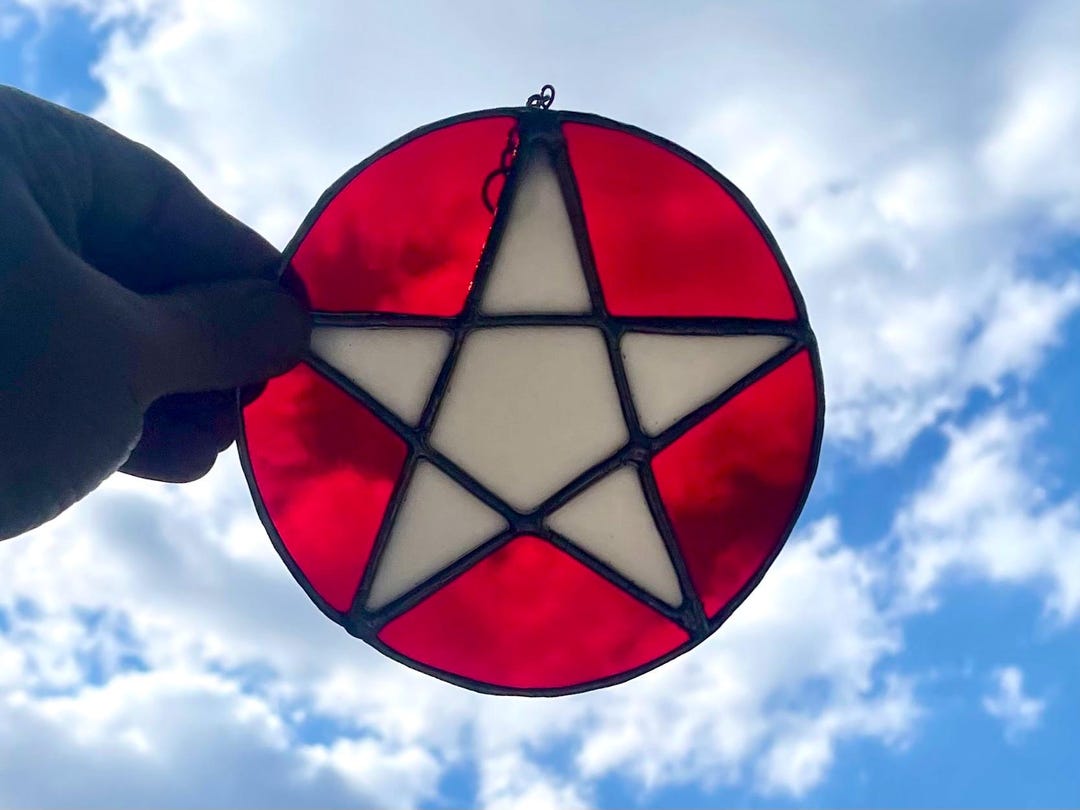 Stained Glass Pentacle Suncatcher, Window Hangings, Unique Home Décor ...