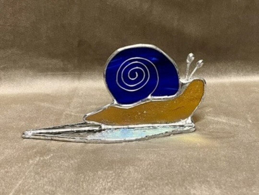 3D Iridescent Blue Snail Stained Glass, Suncatcher, Unique Home Décor ...