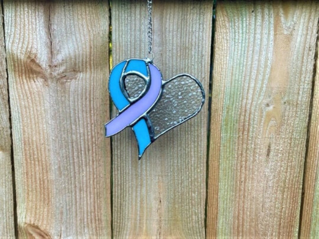 Infant and Child Loss Awareness Ribbon Heart (pebble) Stained Glass ...