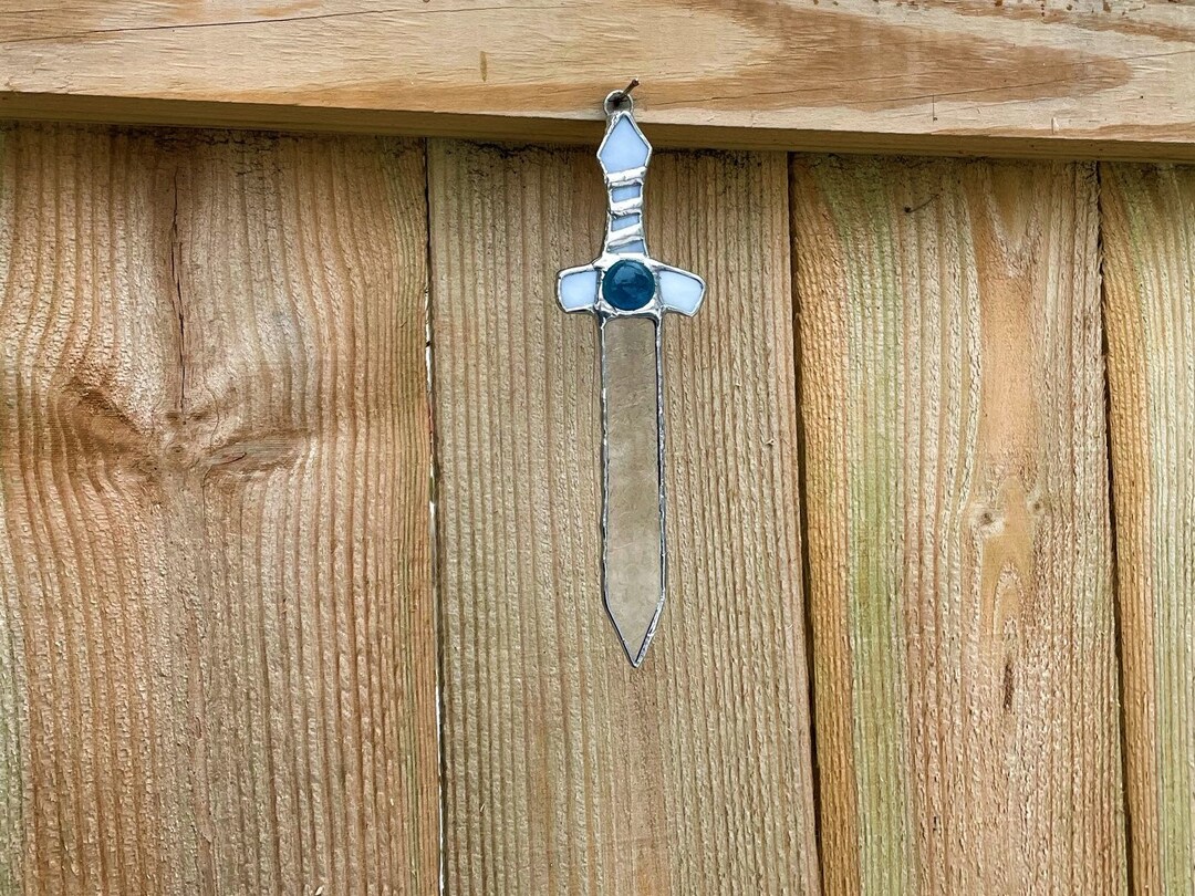 Blue Hilt Stained Glass Mini Sword, Suncatcher, Window Hangings, Unique ...