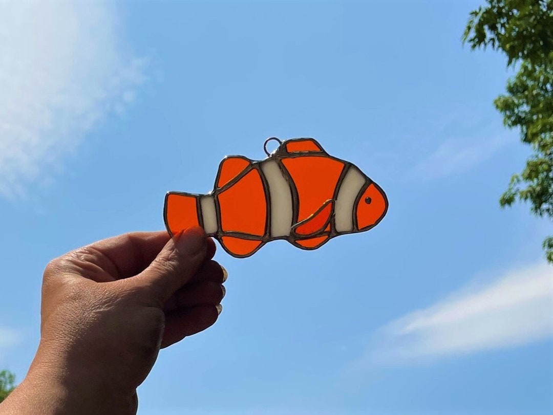 Clown Fish Stained Glass, Suncatcher, Window Hangings, Unique Home ...