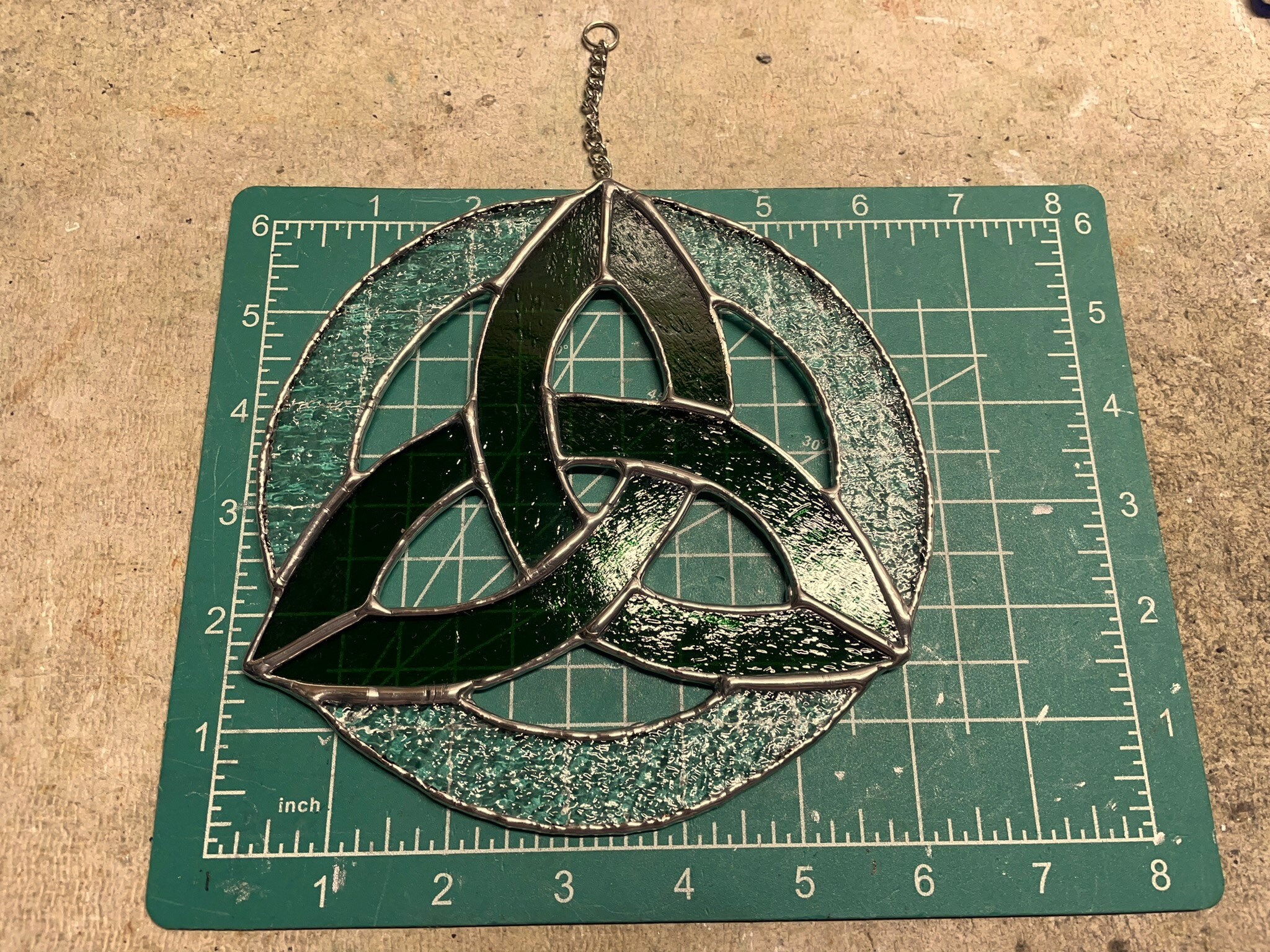 Green Celtic Infinity Trinity Knot Stained Glass, Glass Art, Suncatcher ...