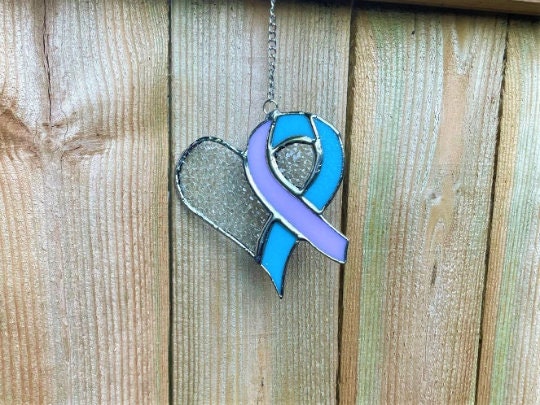 Infant and Child Loss Awareness Ribbon Heart pebble Stained - Etsy