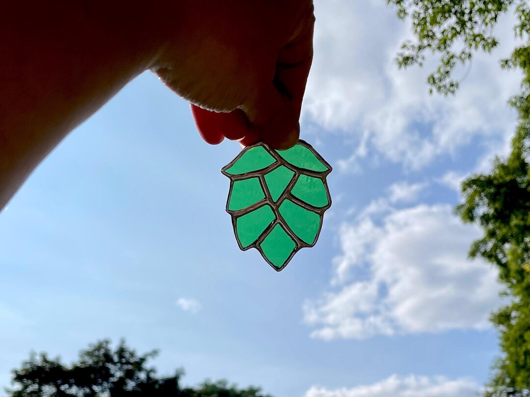 Green Hops Flower Stained Glass, Suncatcher, Window Hangings, Unique ...