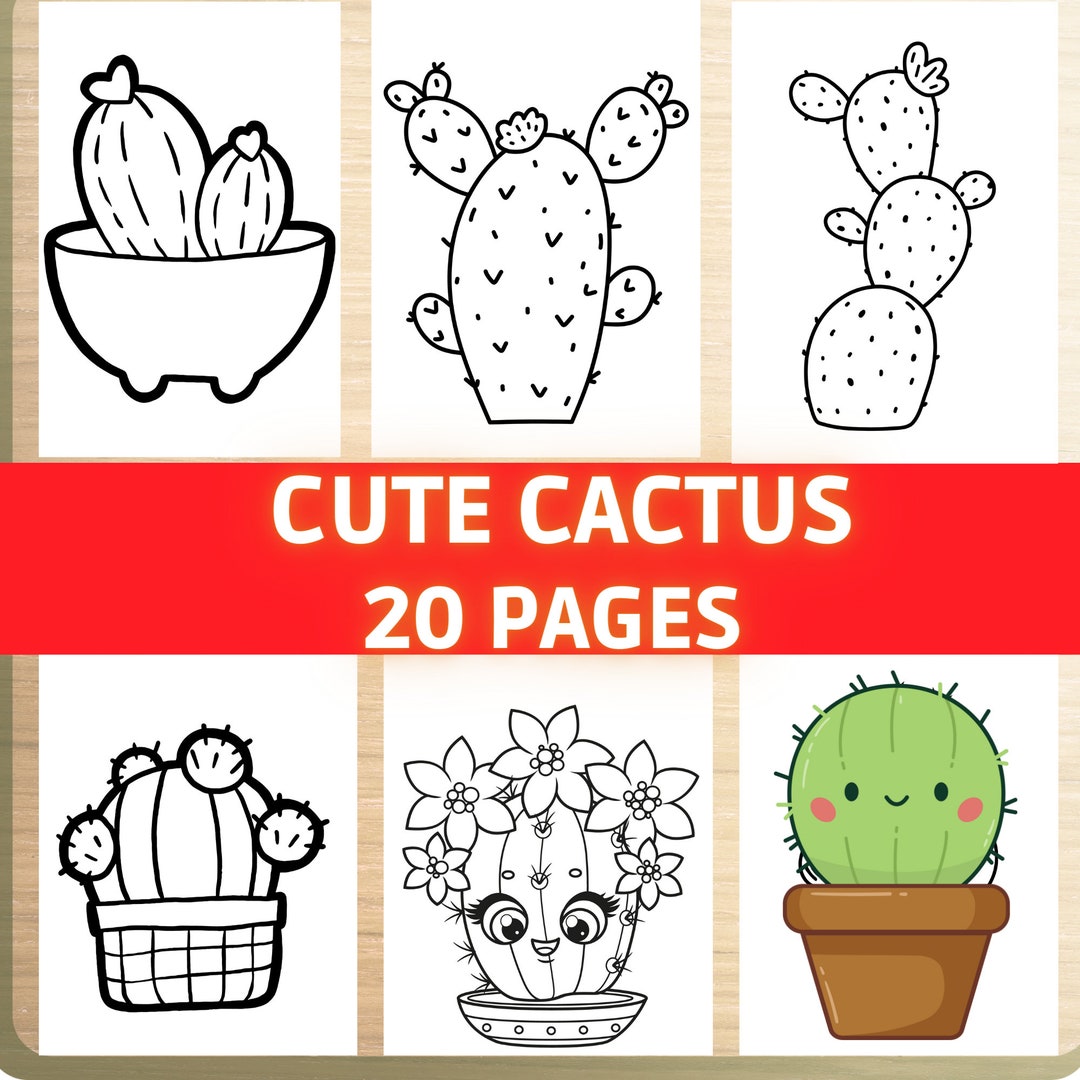 Cute Cactus Colorink Kids, Pages, Coloring, Book, Cute, Cactus ...