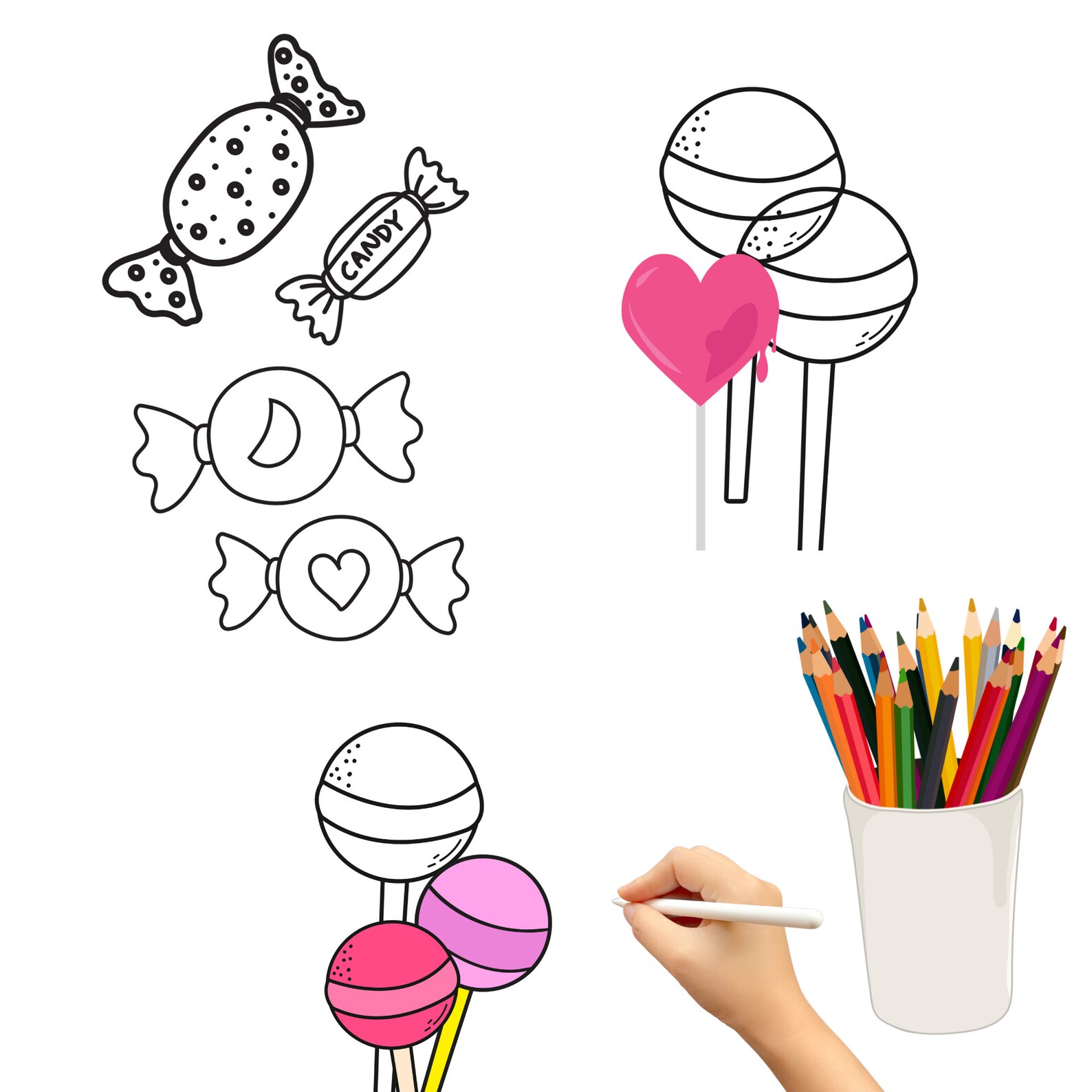 Food Coloring Pages, Coloring Candies, Chupa Chups, Coloring Pages ...