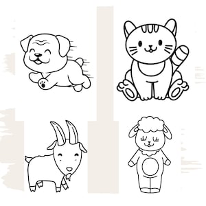 25 Coloring Pages, Animals Farm Coloring Book, Simple Design for ...