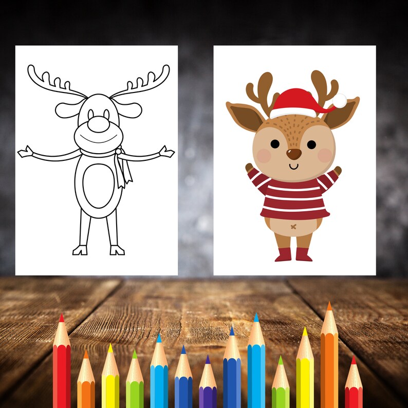 Reindeer Coloring Pages, Christmas Reindeer Drawings, Printable ...
